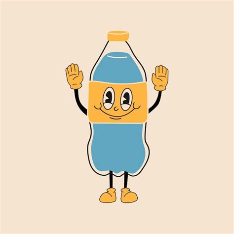 Premium Vector Bottle Of Water 30s Cartoon Mascot Character 40s 50s