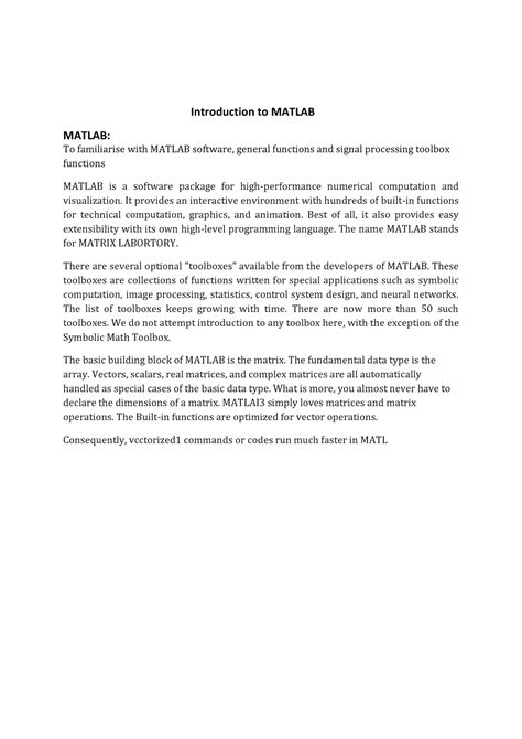 Dsp New Lab Manual Hp Introduction To Matlab Matlab To