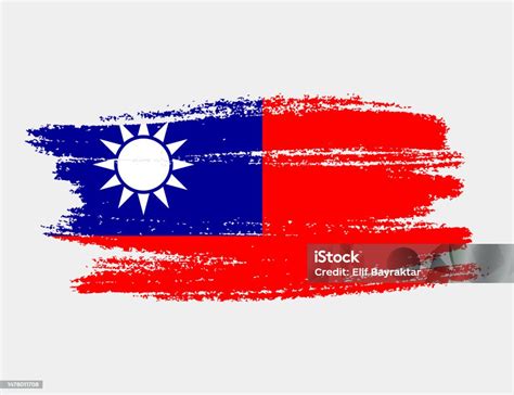 흰색 배경에 격리된 대만의 예술적 그런지 브러시 깃발 국가 국기의 우아한 질감 0명에 대한 스톡 벡터 아트 및 기타 이미지
