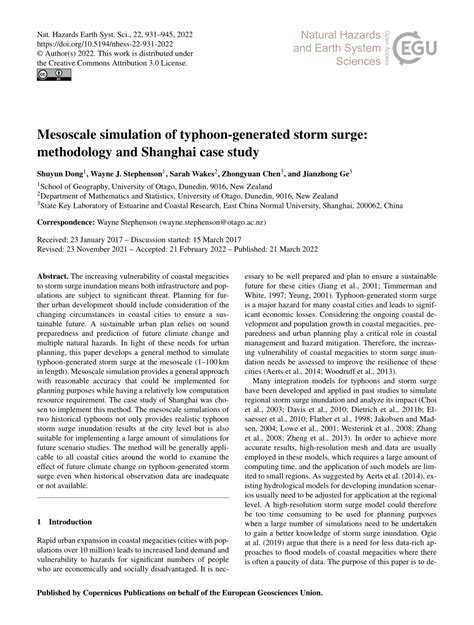 Pdf Mesoscale Simulation Of Typhoon Generated Storm Surge