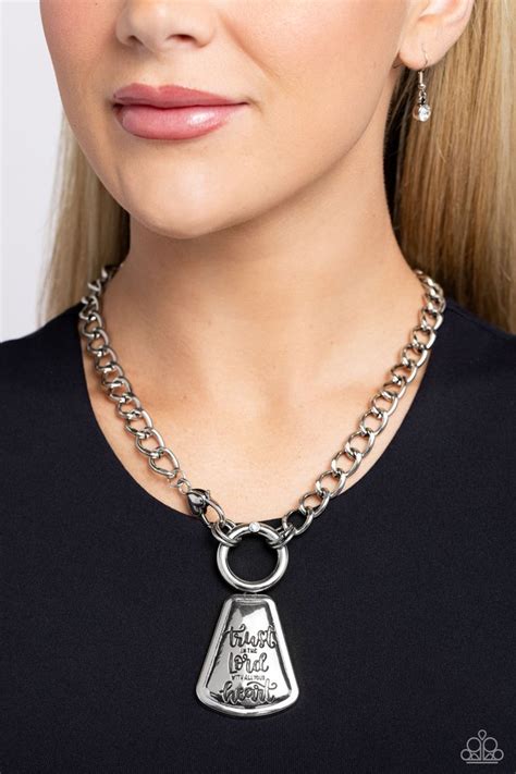 Paparazzi Necklace ~ Trust And Believe Silver Paparazzi Jewelry