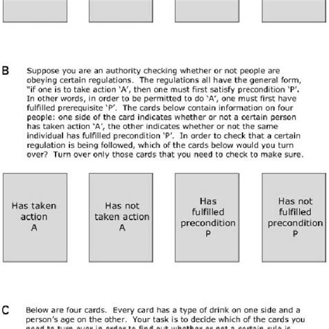 Wason Selection Tasks Administered To Subjects A Arbitrary Rule