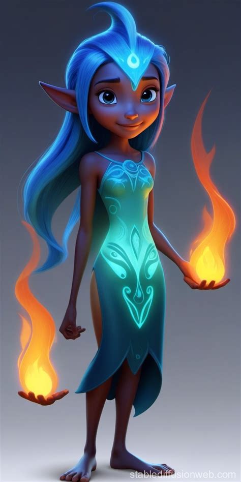 Disney Pixar Ember Lumen Character From Elemental Cartoon Prompts