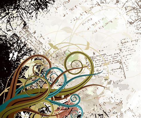 Ilustración De Vector De Fondo Grunge Florido Obra De Arte Vector