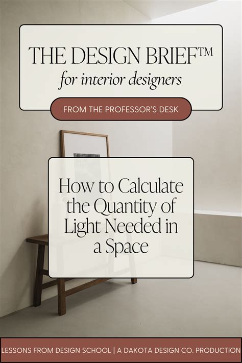The Design Brief Volume VIII How To Calculate The Quantity Of Light Needed In A Space
