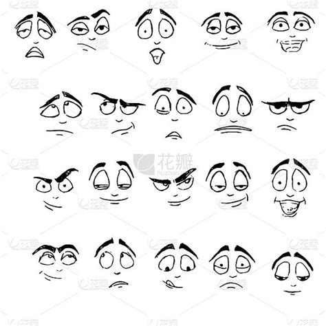 画黑白的表情符号，表情符号。不同的表情。