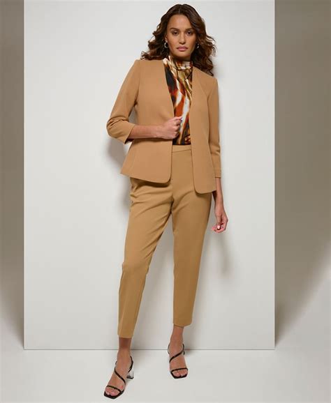 Calvin Klein Womens Scuba Crepe Open Front Jacket Macys