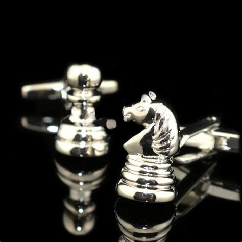Silver Chess Cufflinks Mens Cuffs Unique Jewelry Stainless Steel Metal