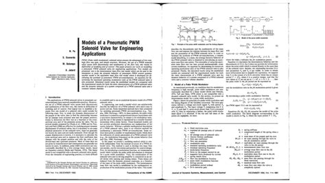 PDF Models Of A Pneumatic PWM Solenoid Valve For Engineering Applications