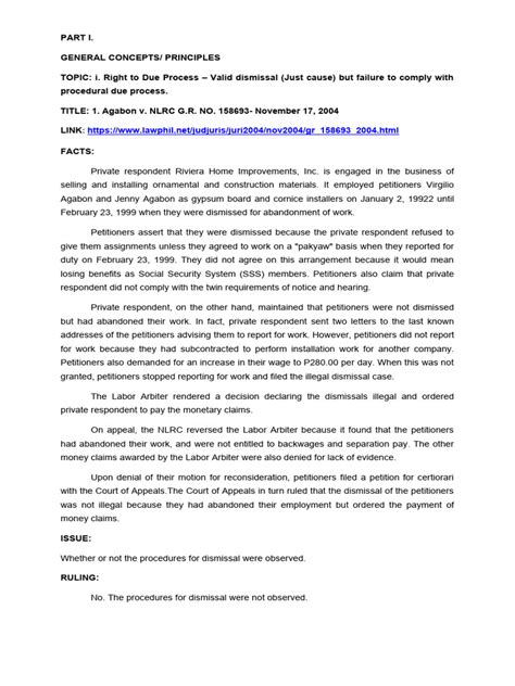 Due Process In Employment Dismissal Pdf Employment Labour Law