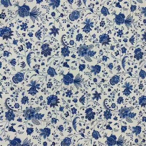 Tissu Coton Provencal Holi Fleur Bleu Blanc Tissu Fil Compagnie