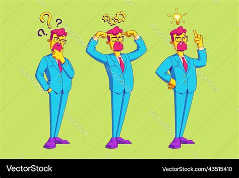 Person Has Question Thinks And Finds Solution Vector Image