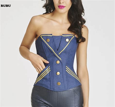 HOT SALE 2016 New Jeans Blue Corselet Sexy Denim Corset Women S