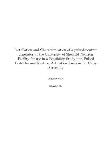 Installation And Characterization Of A Pulsed Neutron Pdf