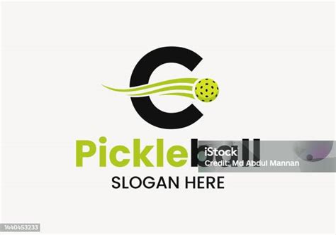 움직이는 피클볼 기호가 있는 문자 C 피클볼 로고 개념 피클 볼 로고 타입 벡터 템플릿 피클볼에 대한 스톡 벡터 아트 및 기타 이미지 피클볼 0명