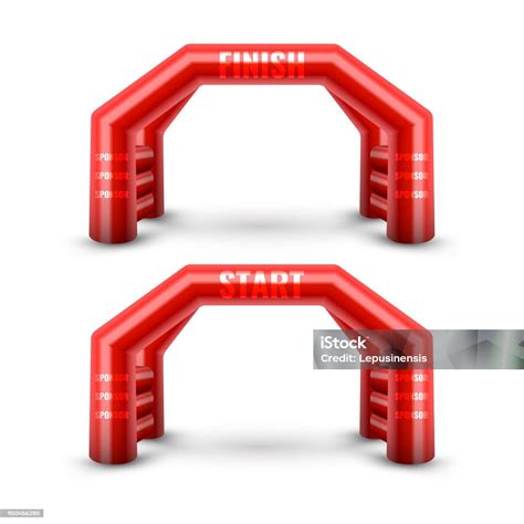 풍선 아치 고립 된 벡터를 설정합니다 후원자를 위한 장소 광고 아치 밑의 통로 스포츠 이벤트에 적합입니다 마라톤 경주 개념입니다 아치 건축적 특징에 대한 스톡 벡터 아트 및