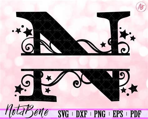 N Split Monogram Svg Split Letter N Svg Divided Initial N Etsy
