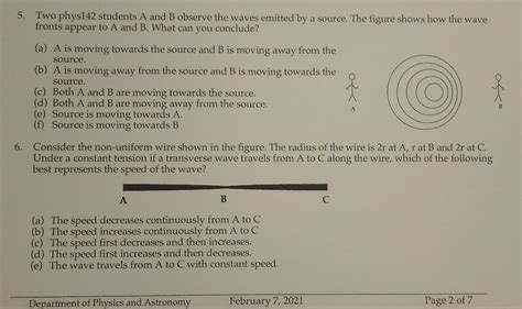 Solved Two Phys Students A And B Observe The Waves Chegg