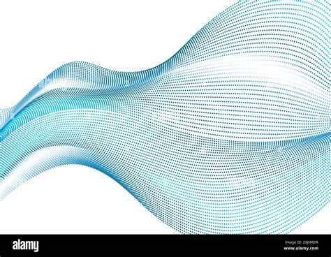 Sci Fi Abstract Minimal Background With Blue Dotted Curved Wavy Lines Technology Futuristic