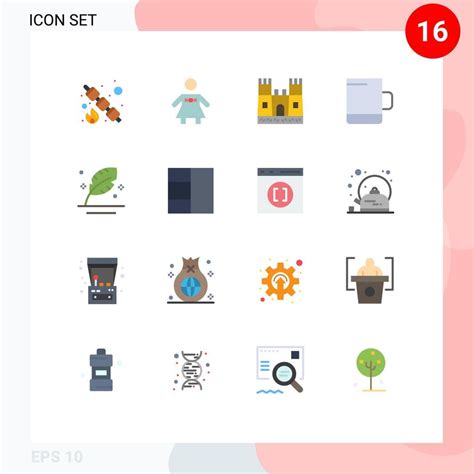 User Interface Pack Of 16 Basic Flat Colors Of Grid Quill Castle Pen Feather Editable Pack Of