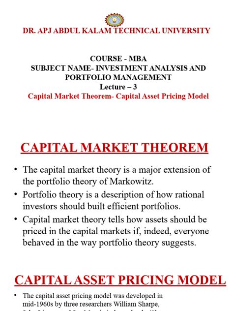Capm Lecture 1 Pdf Modern Portfolio Theory Capital Asset Pricing