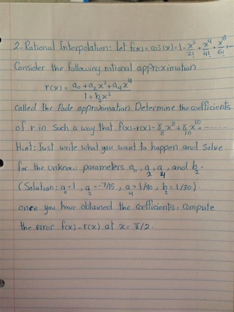 Solved Rational Interpolation Let F X Cos X 1