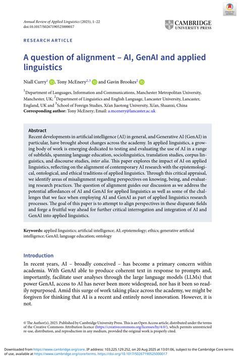 Pdf A Question Of Alignment Ai Genai And Applied Linguistics