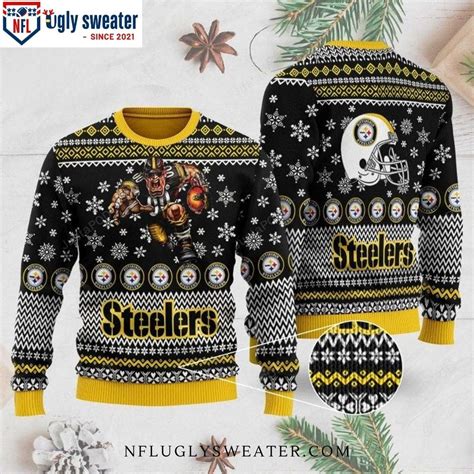 Score Big With Steelers Ugly Christmas Sweater Rushing Design Nfl