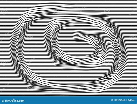 Abstract Background With Black Parallel Horizontal Lines Optical Swirl Motion Striped Texture