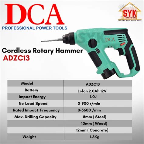 Syk Dca 12v Cordless Combo Set Adjz23 10 Driver Adpl02 8 Impact Driver