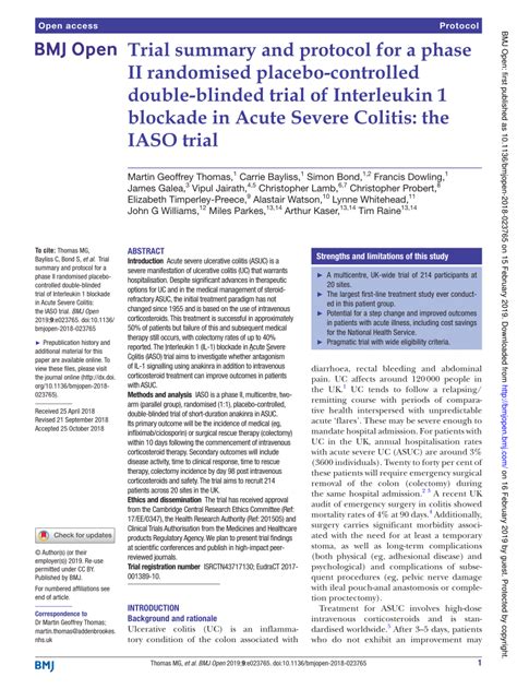 Pdf Trial Summary And Protocol For A Phase Ii Randomised Placebo Controlled Double Blinded