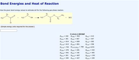 Solved Bond Energies And Heat Of Reaction Use The Given Bond Chegg