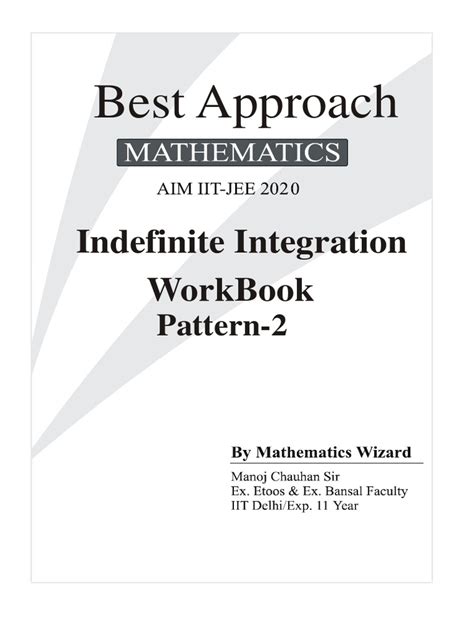 Indefinite Integration Workbook Pattern 2 Pdf Mathematical