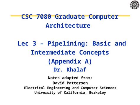 Ppt Csc 7080 Graduate Computer Architecture Lec 3 Pipelining Basic And Intermediate