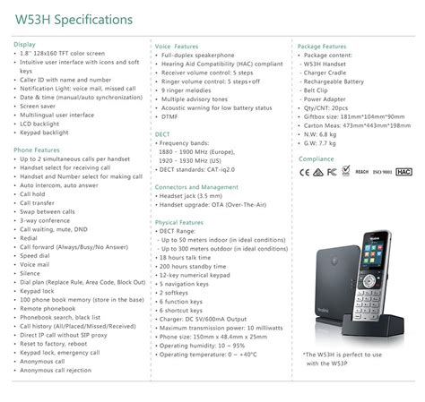 Yealink W53H DECT Cordless Handset - W53H | Mwave