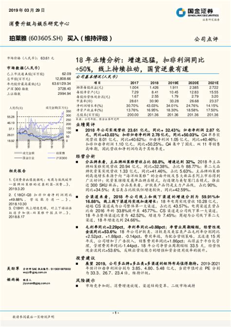 18年业绩分析：增速迅猛，扣非利润同比50，线上持续拉动，国货逆袭有道