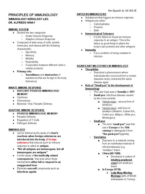 Topic 1 Principles Of Immunology Download Free Pdf Immune System