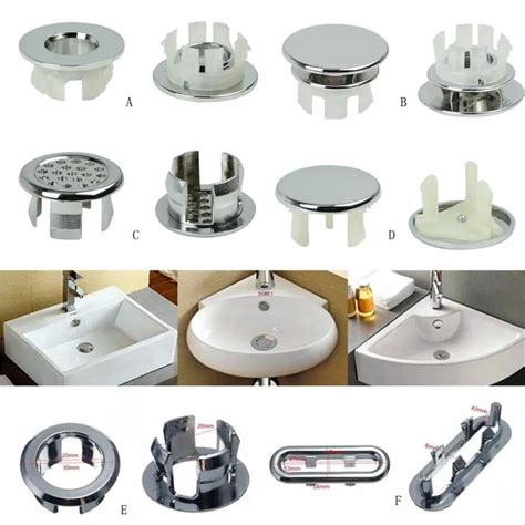 6 Assoeted Artistic Sink Overflow Spare Cover Chrome Trim Bathroom