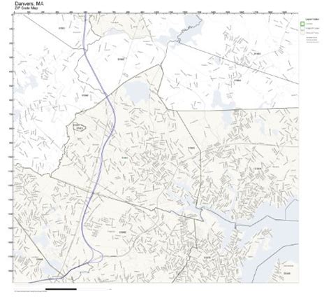 Zip Code Wall Map Of Danvers Ma Zip Code Map Not Laminated