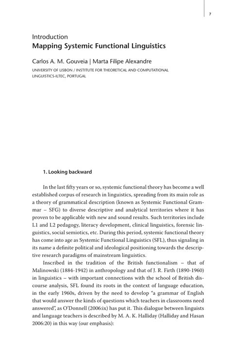 Pdf Introduction Mapping Systemic Functional Linguistics