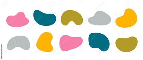 Abstract Organic Shapes Collection Irregular Liquid Forms Set Bright Amoeba Blobs Blotches