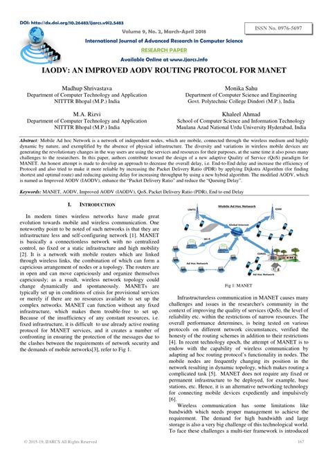 Pdf Iaodv An Improved Aodv Routing Protocol For Manet