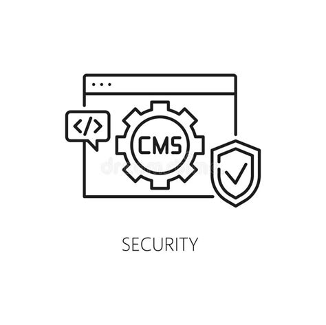 Security Cms Content Management System Line Icon Stock Vector Illustration Of Encryption