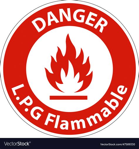 Lpg Flammable Symbol Sign On White Background Vector Image