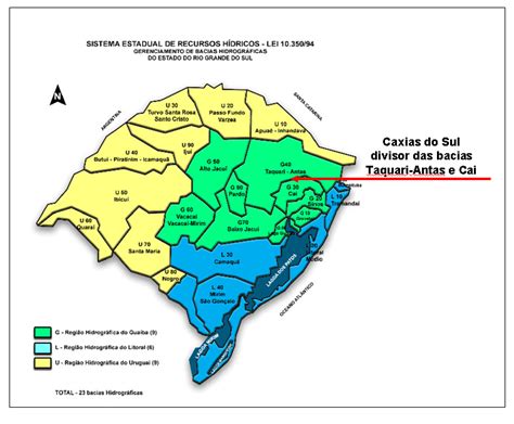 Mapa das regiões hidrográficas do Rio Grande do Sul Extraído e