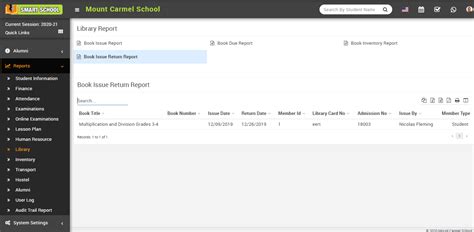 How To Check Book Issue Return Report Smart School School Management System By Qdocs