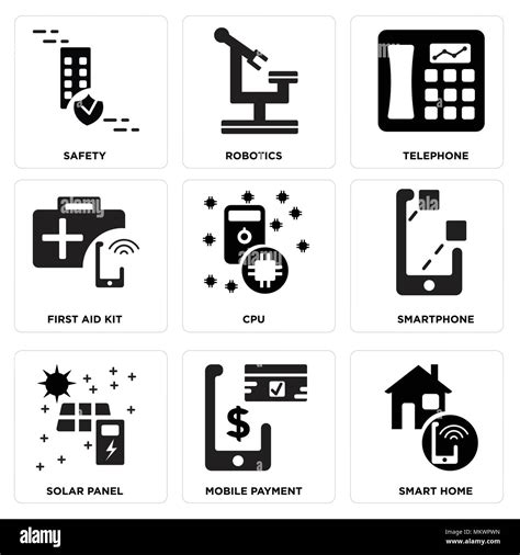 Set Of 9 Simple Editable Icons Such As Smart Home Mobile Payment