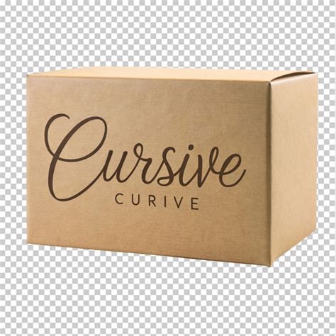 Premium Psd A Brown And White Box With The Word Cursive On