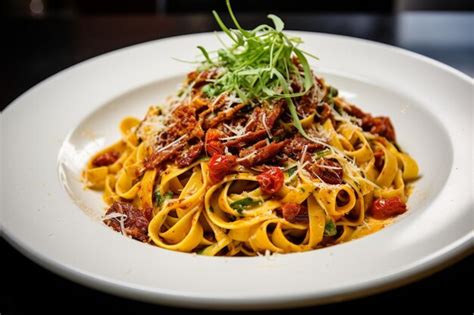 Premium Photo Sundried Tomato Symphony Fettuccine Photo