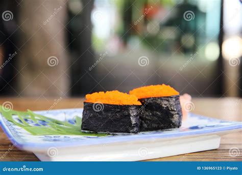 Ebiko Sushi Set Stock Image Image Of Orange Asian 136965123